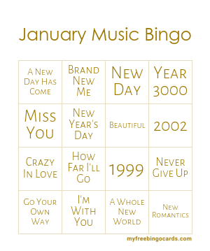 January Music Bingo