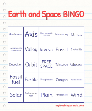 Earth and Space BINGO