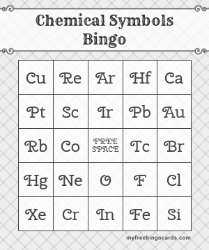 Chemical Symbols Bingo