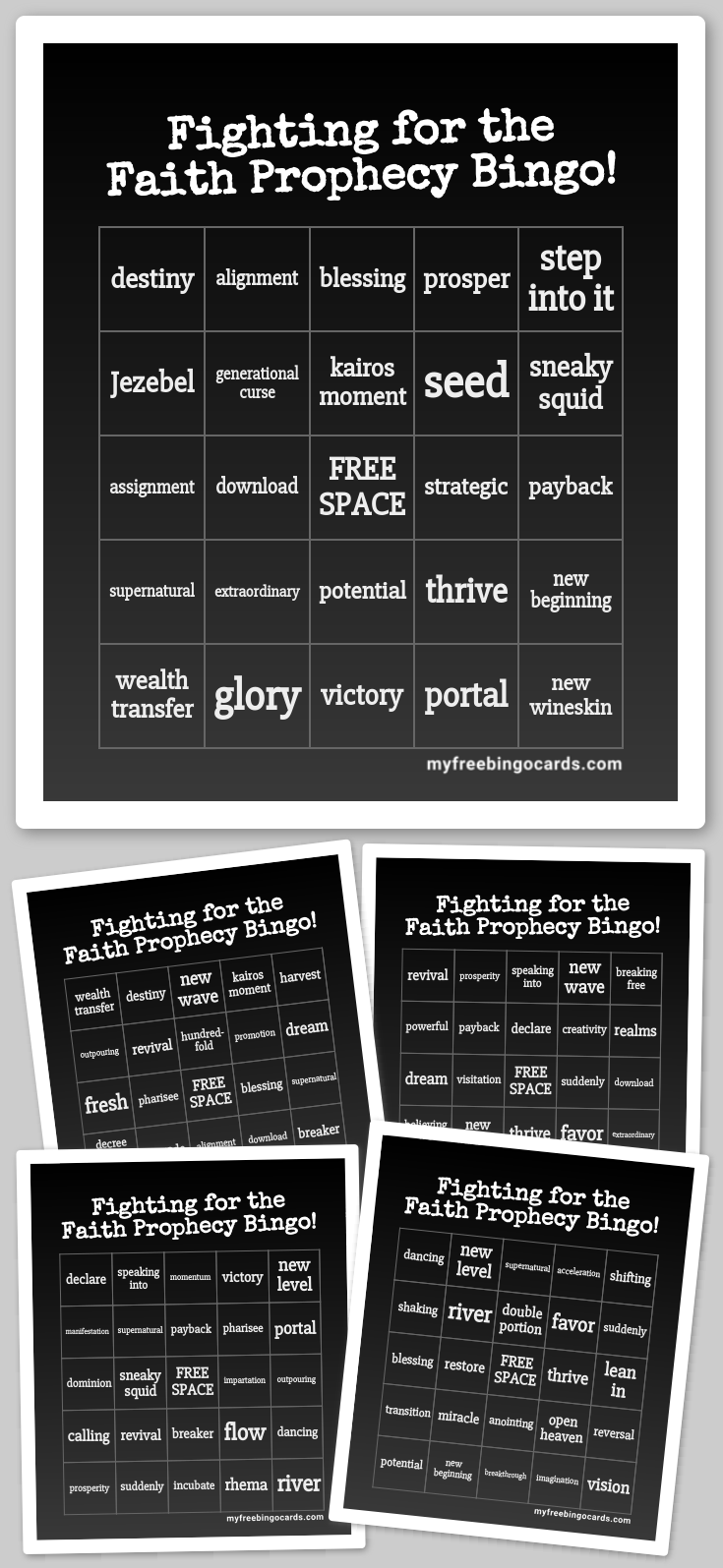 Virtual Fighting for the Faith Prophecy Bingo!