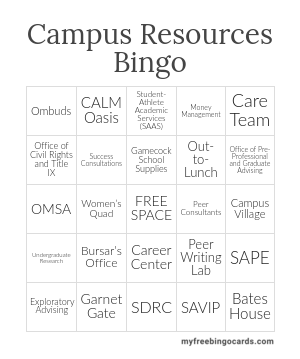 Campus Resources Bingo