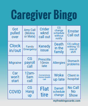 Caregiver Bingo