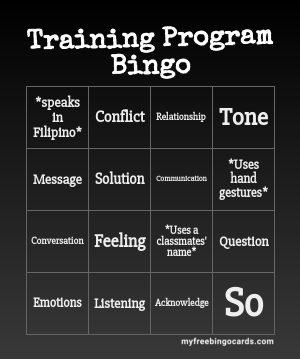 Training Program Bingo