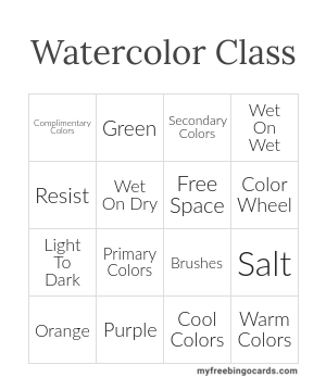 Watercolor Class Bingo