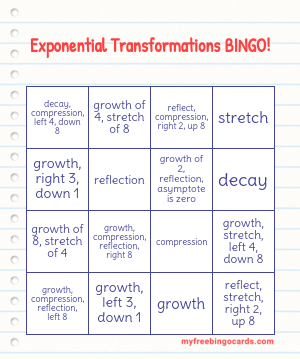 Exponential Transformations BINGO!