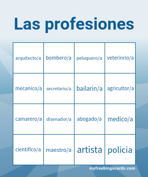 Las profesiones Bingo