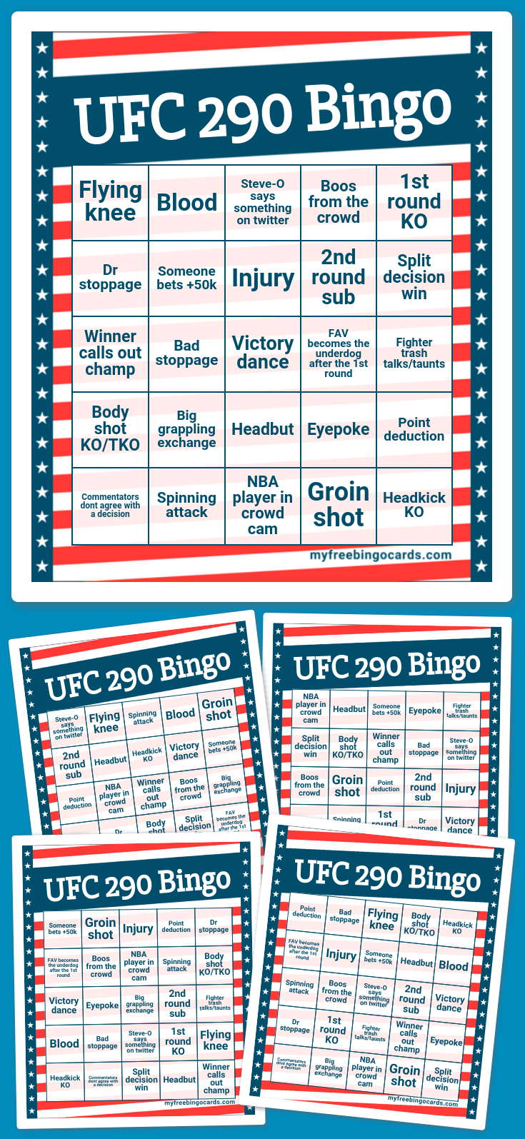 Virtual UFC 290 Bingo