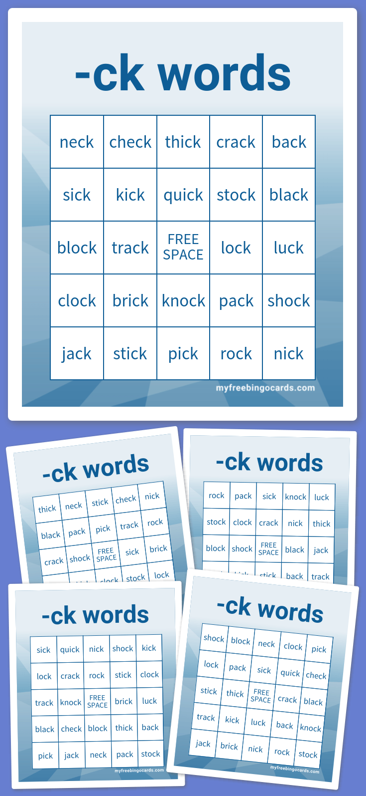 Virtual -ck words bingo