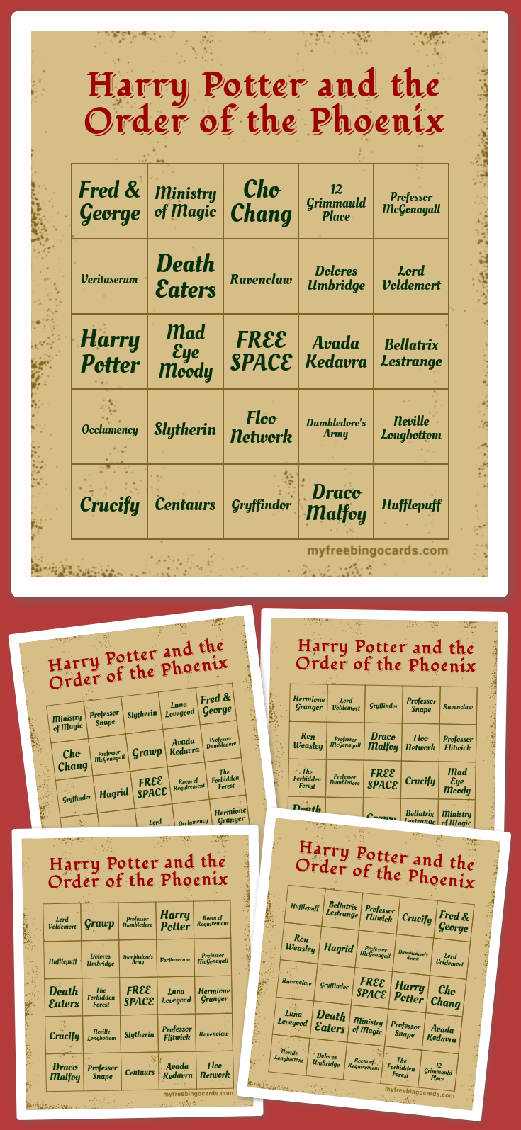 Virtual Harry Potter and the Order of the Pho… Bingo