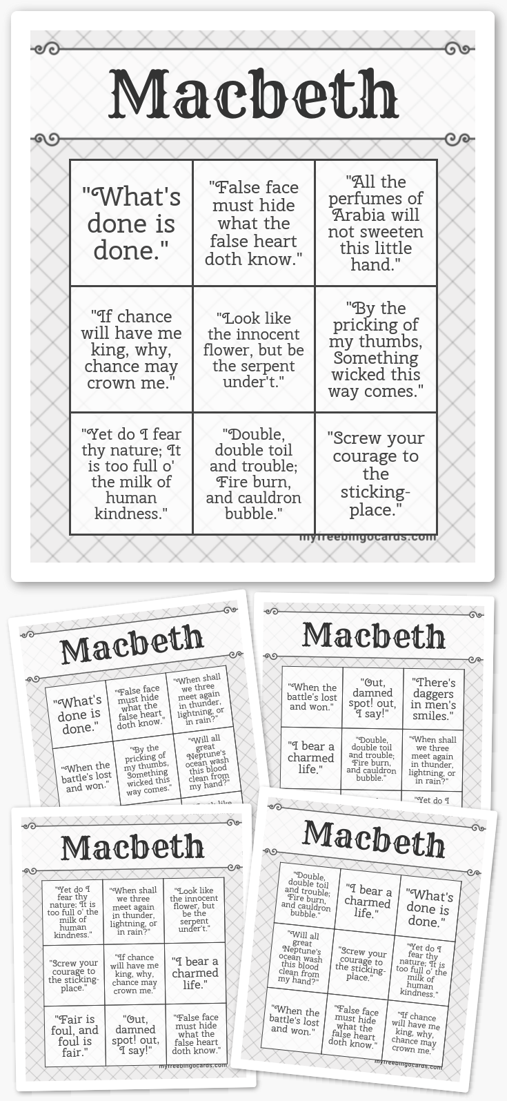 Virtual Macbeth Bingo