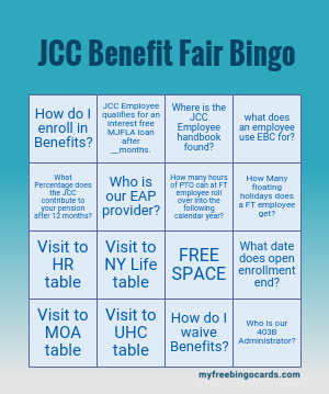 JCC Benefit Fair Bingo