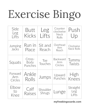 Exercise Bingo