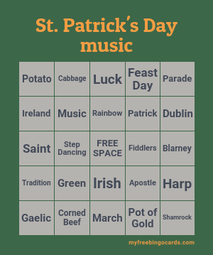 St. Patrick's Day music Bingo