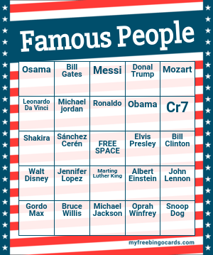 Famous People Bingo