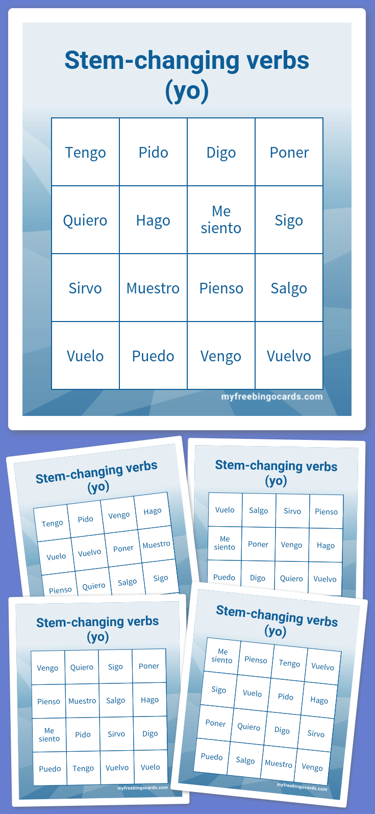Virtual Stem-changing verbs (yo) Bingo