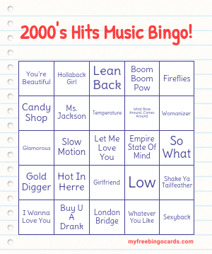 2000's Hits Music Bingo!