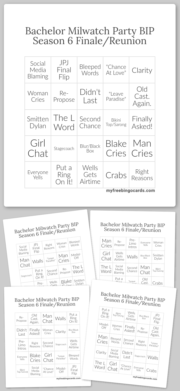 Virtual Bachelor Milwatch Party BIP Season 6… Bingo