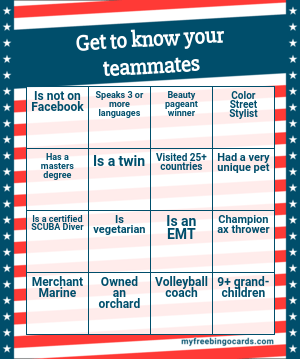 Get to know your teammates Bingo