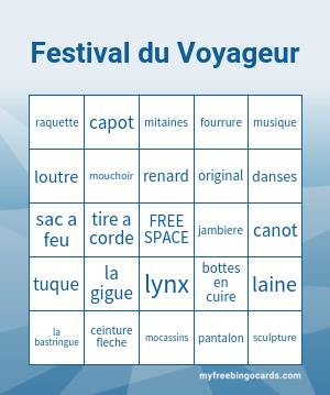 Print 100+ Festival du Voyageur Bingo Cards