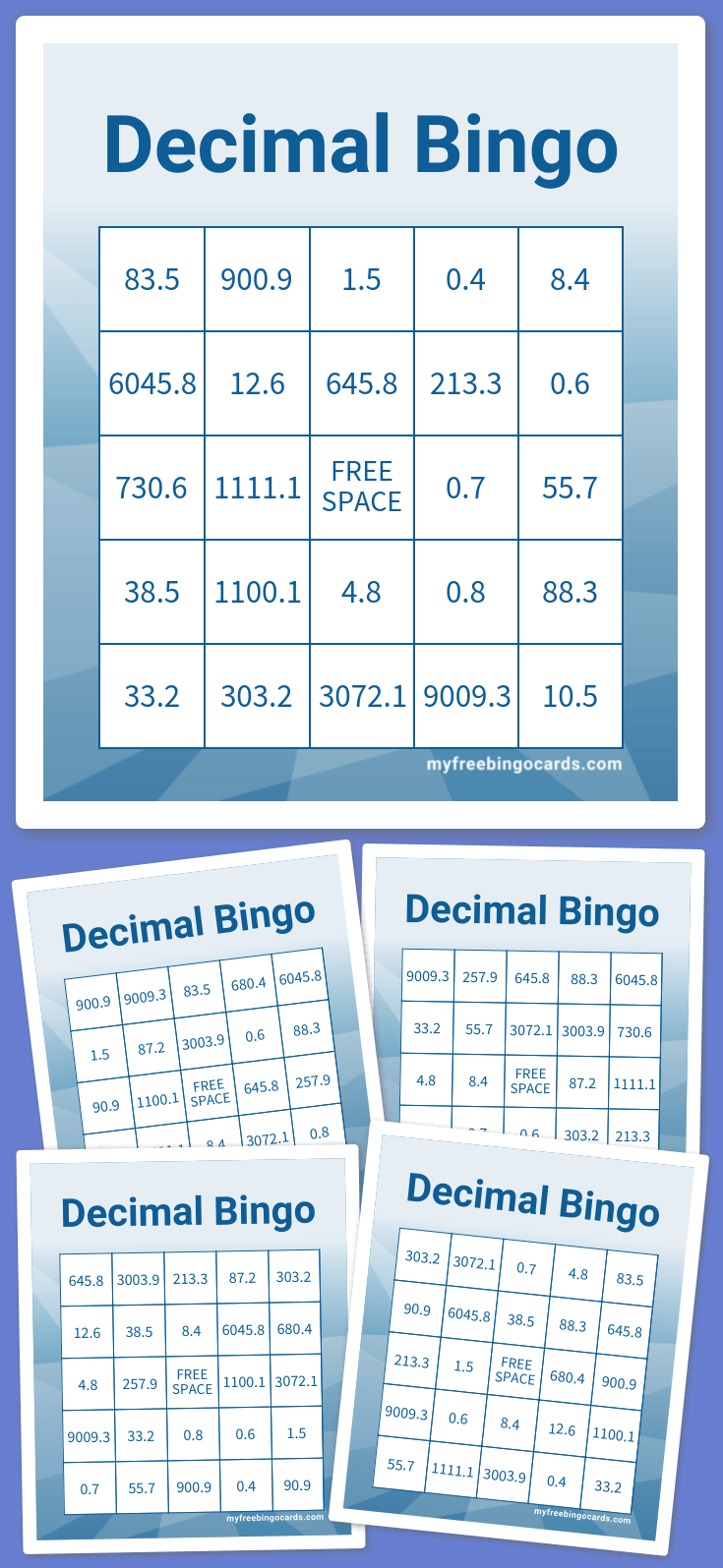 Virtual Decimal Bingo