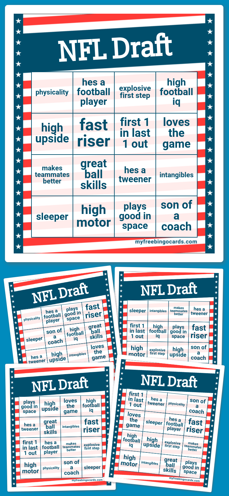 Virtual NFL Draft Bingo