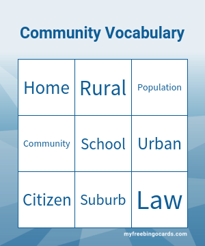 Print 100+ Community Vocabulary Bingo Cards