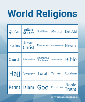 World Religions Bingo