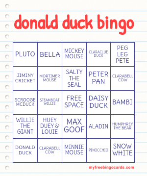 donald duck bingo