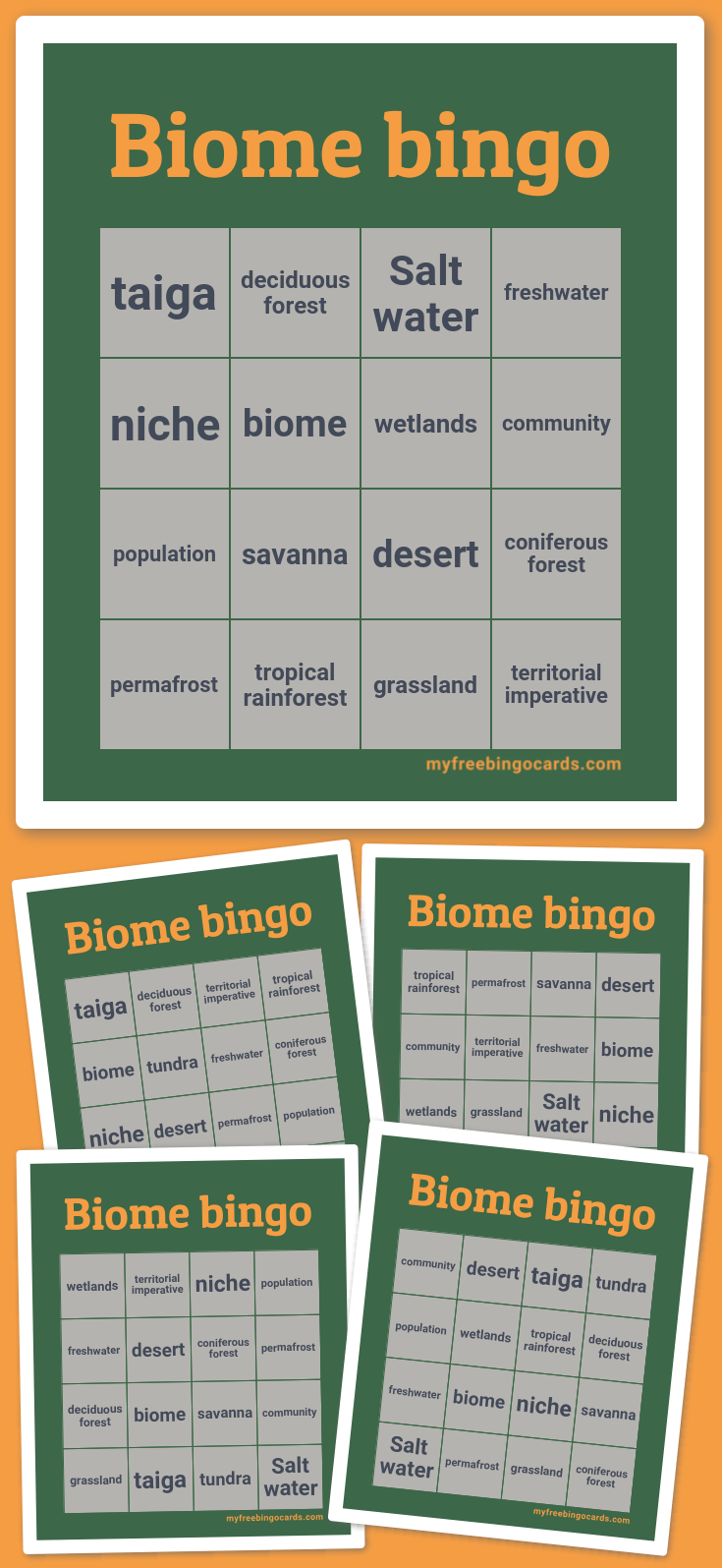 Virtual Biome bingo