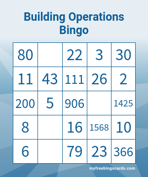 Building Operations Bingo