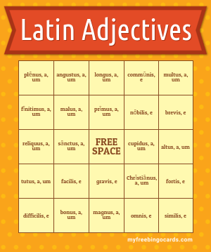 Latin Adjectives Bingo