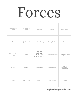 Forces Bingo
