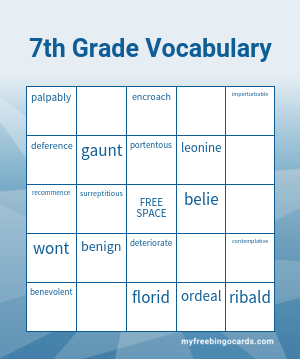 7th Grade Vocabulary Bingo
