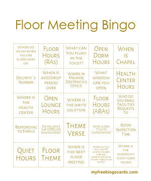 Floor Meeting Bingo