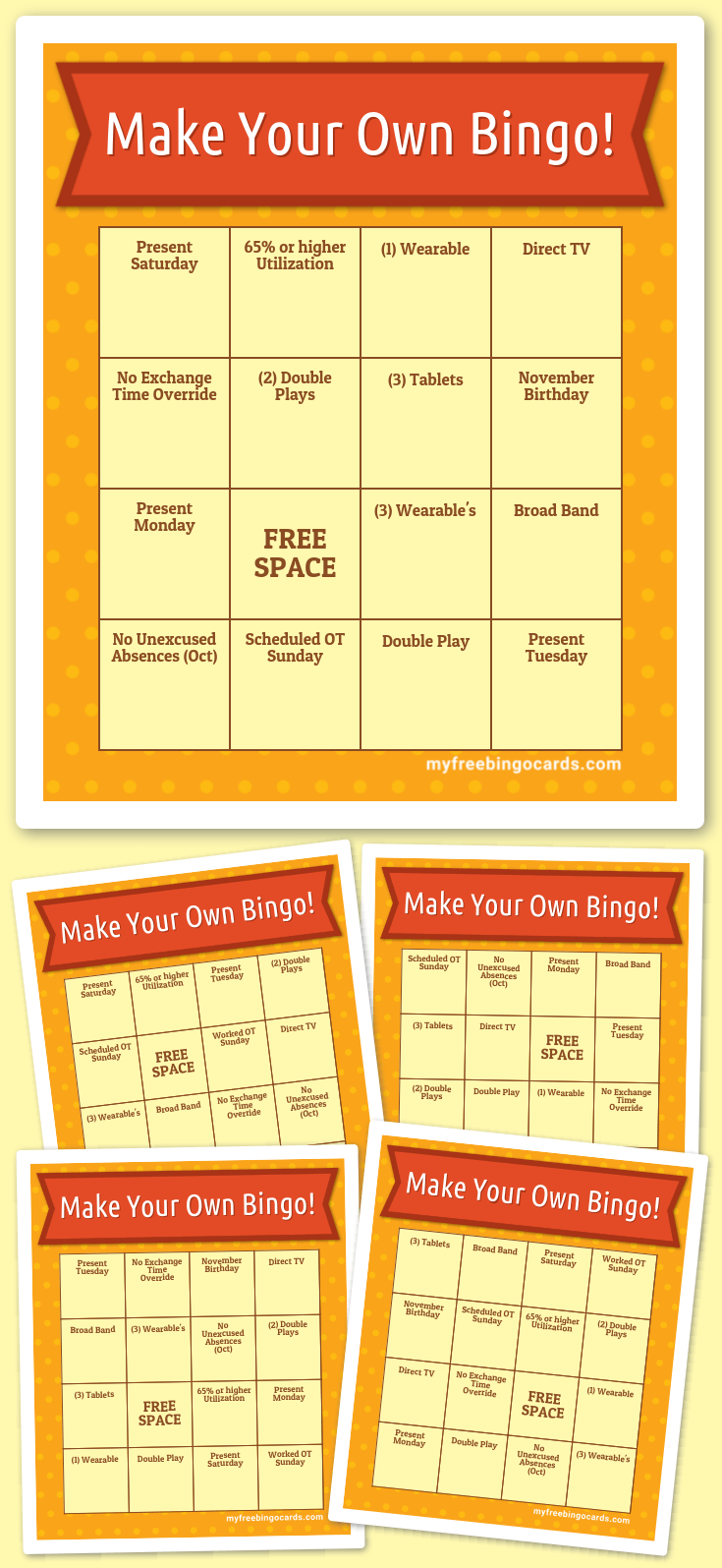 Virtual Make Your Own Bingo!