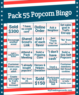 Pack 55 Popcorn Bingo