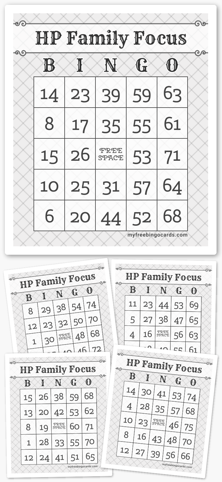Virtual HP Family Focus BINGO
