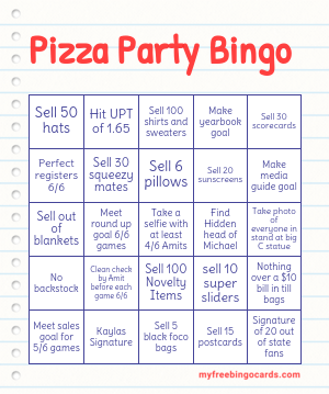 Pizza Party Bingo
