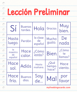 Lección Preliminar Bingo