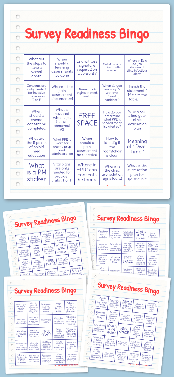 Virtual Survey Readiness Bingo