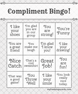 Print 100+ Compliment Bingo! Cards