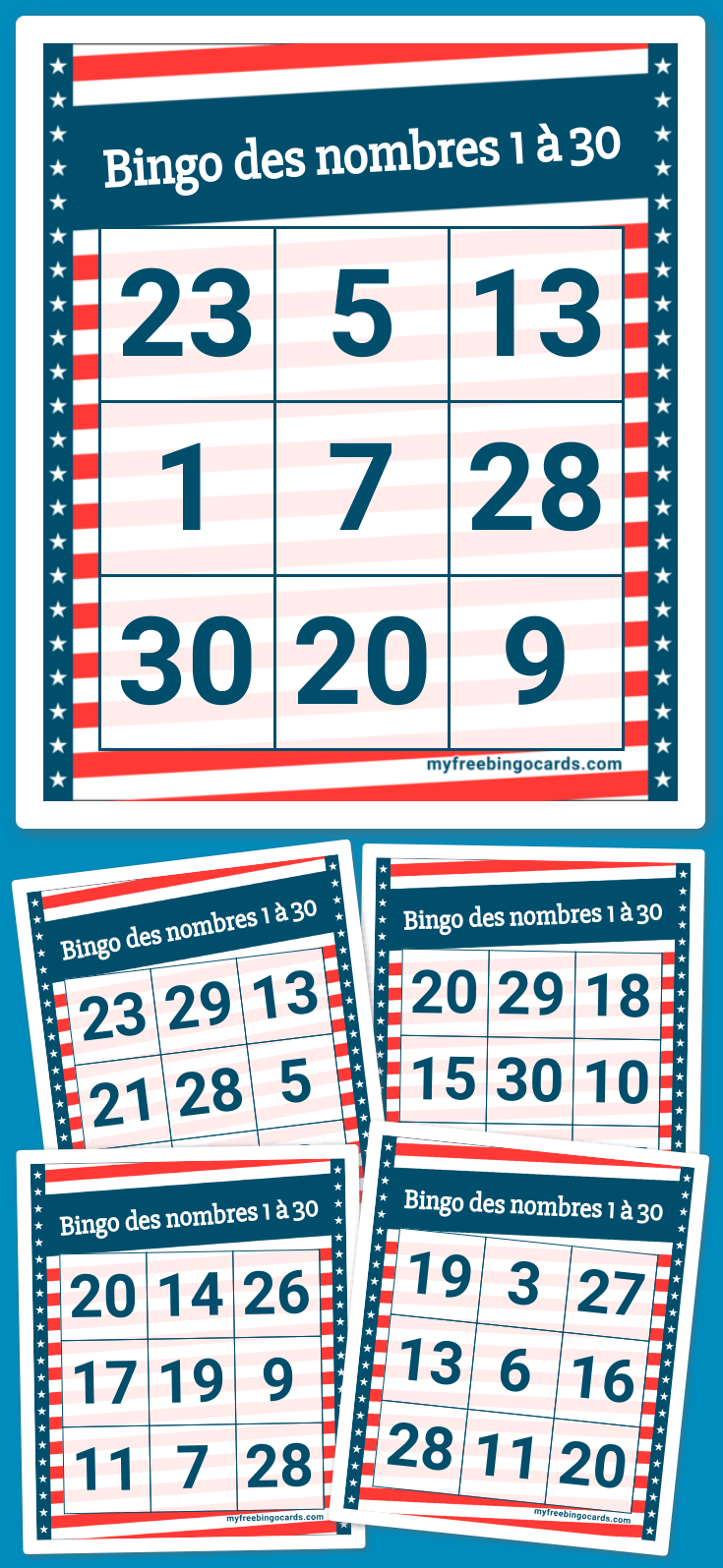 Virtual Bingo des nombres 1 à 30