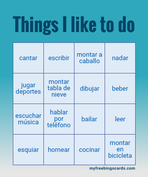 Print 100+ Things I like to do Bingo Cards