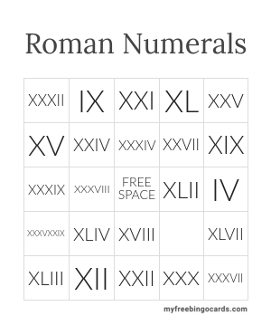 Print 100+ Roman Numerals Bingo Cards