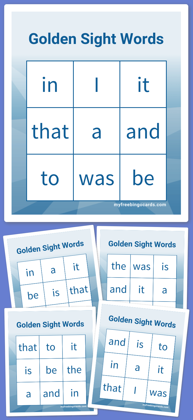 Virtual Golden Sight Words Bingo
