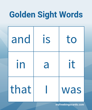 Print 100+ Golden Sight Words Bingo Cards