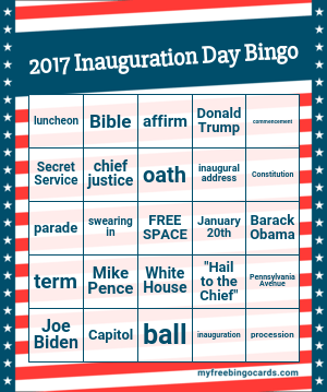 2017 Inauguration Day Bingo