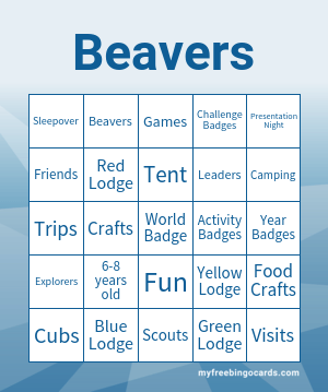 Print 100+ Beavers Bingo Cards