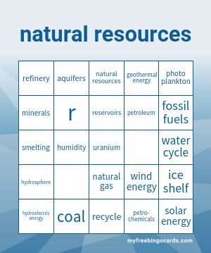 natural resources bingo