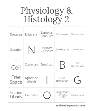 Physiology & Histology 2 Bingo